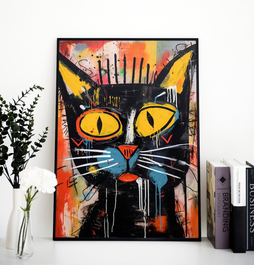 Basquiat Printable Cat Painting Jean Michel Basquiat Wall - Etsy