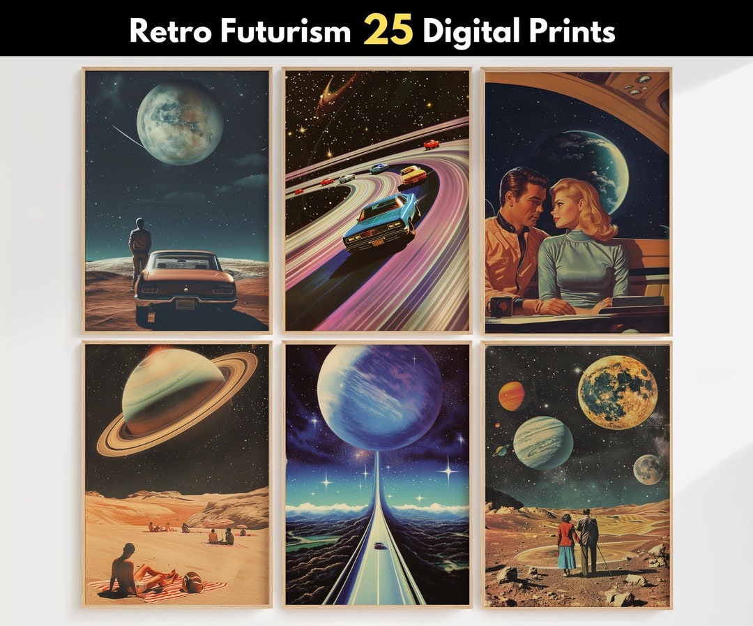 Retro Futurism Bundle | Vintage Futurism Posters Set of 25 | Sci-fi Art ...