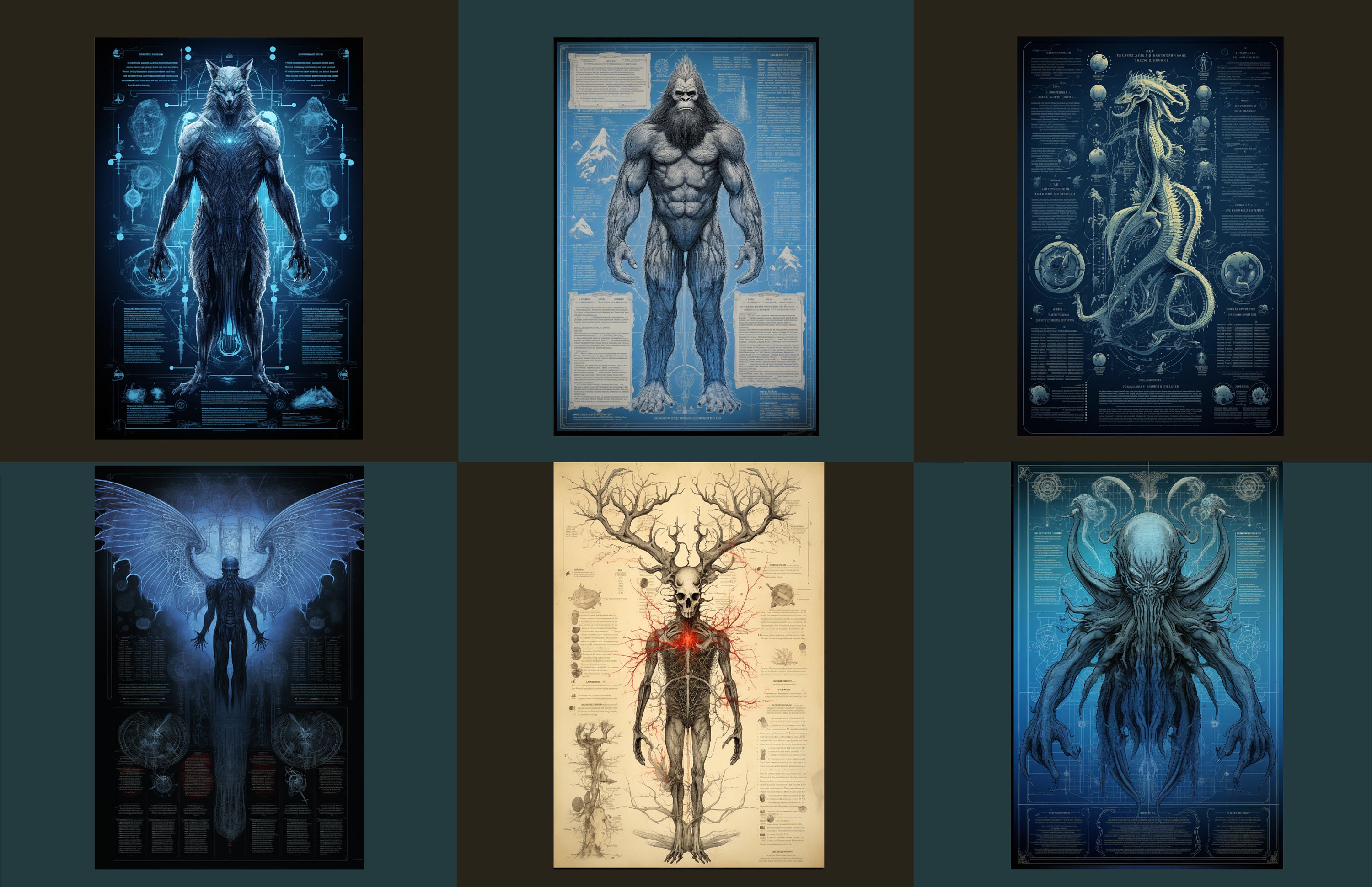 30 Cryptid Anatomy Posters Digital Download Chupacabra, Wendigo, Loch ...