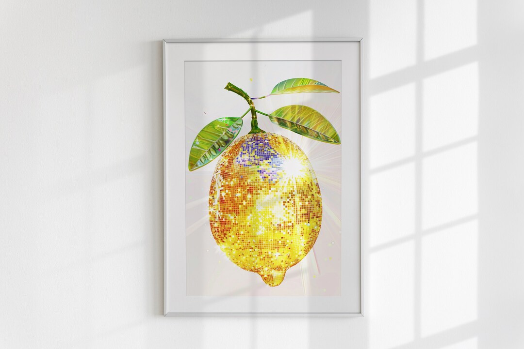 Glam Disco Ball Lemon | Wall Art Poster | Disco Lemon Art Print ...