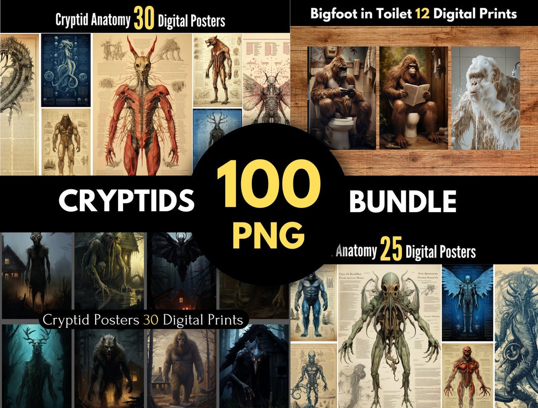 100 Cryptid BUNDLE, Cryptid Poster, Digital Download | Loch Ness, Cthulhu, Wendigo Poster, Big ...