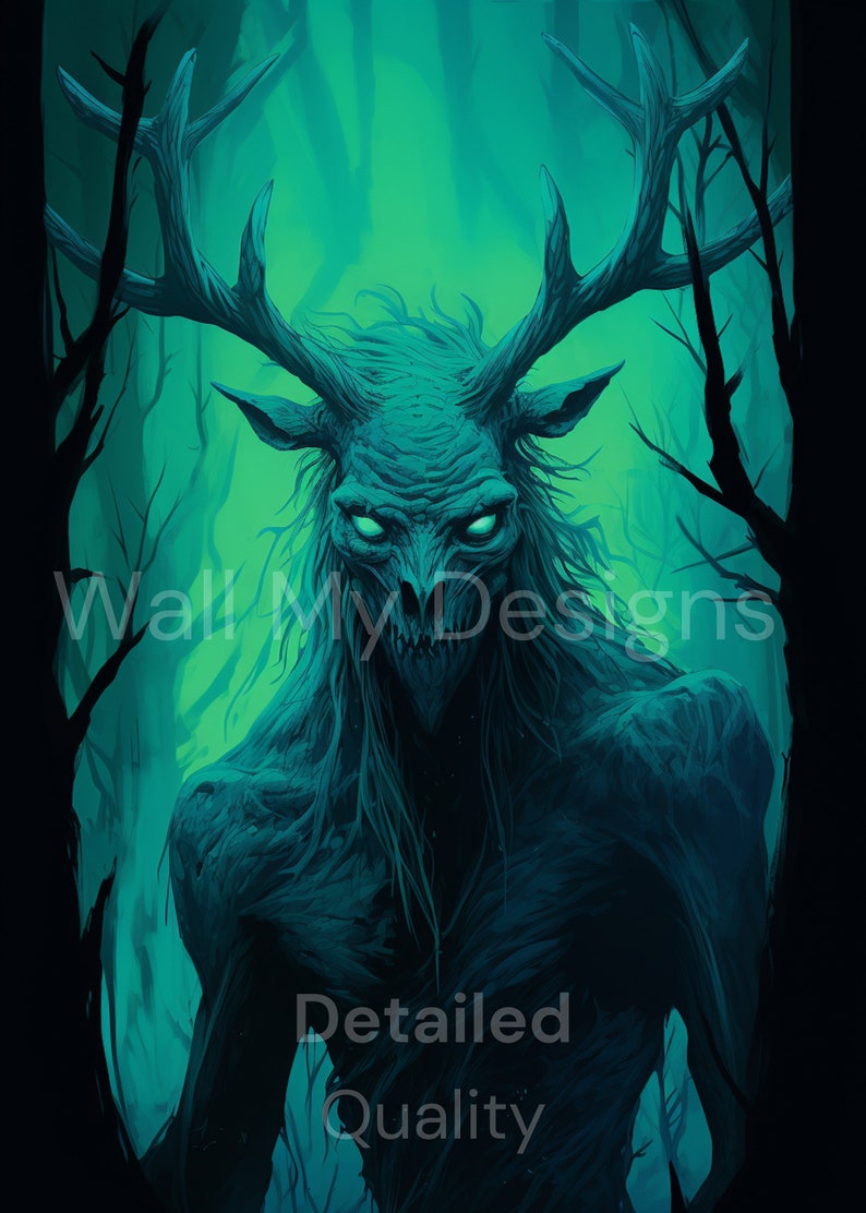 Wendigo Cryptid Poster | Digital Download | Cryptid Monsters | Wendigo ...
