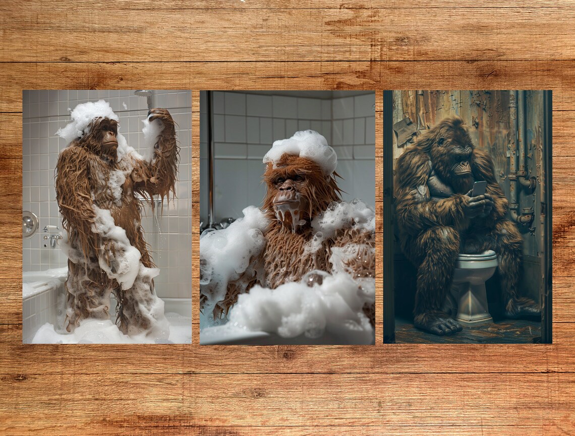 Bigfoot Bundle Set of 12 Bigfoot on Toilet Custom Wall Art Sasquatch ...