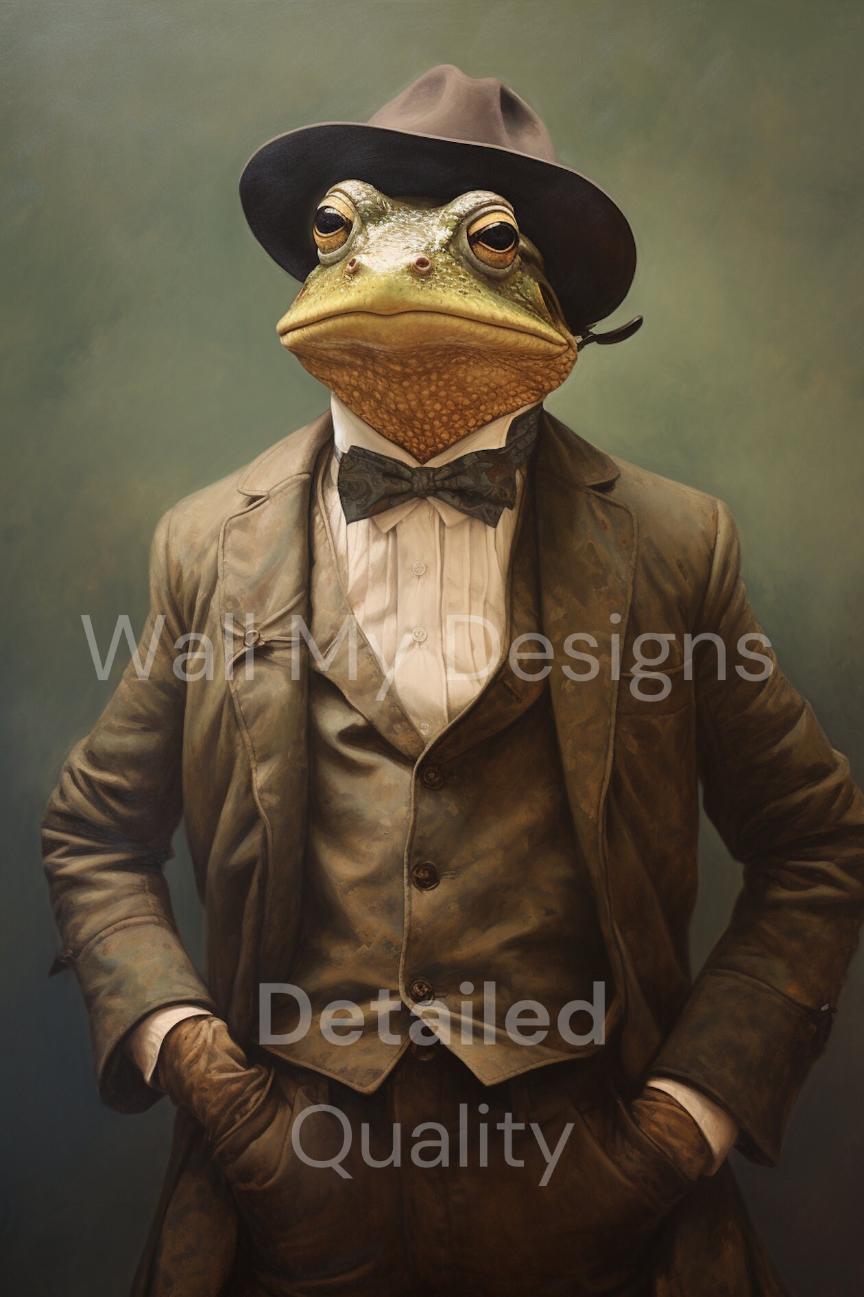 Toad Victorian Portret, Toad Portrait, Frog Print PNG, Animal Wall Art ...
