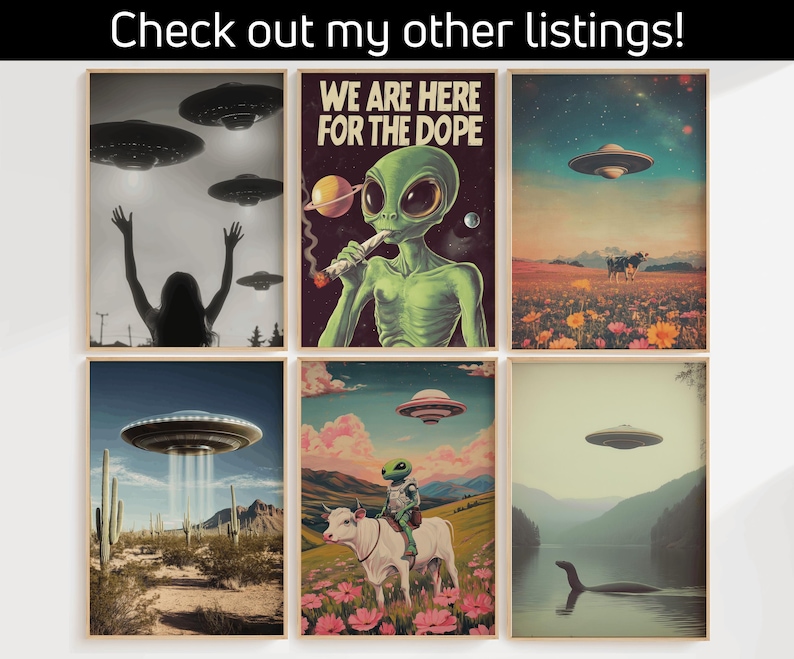 Coming Home | Vintage UFO Print, Retro UFO Wall Art Poster, Surreal Art ...