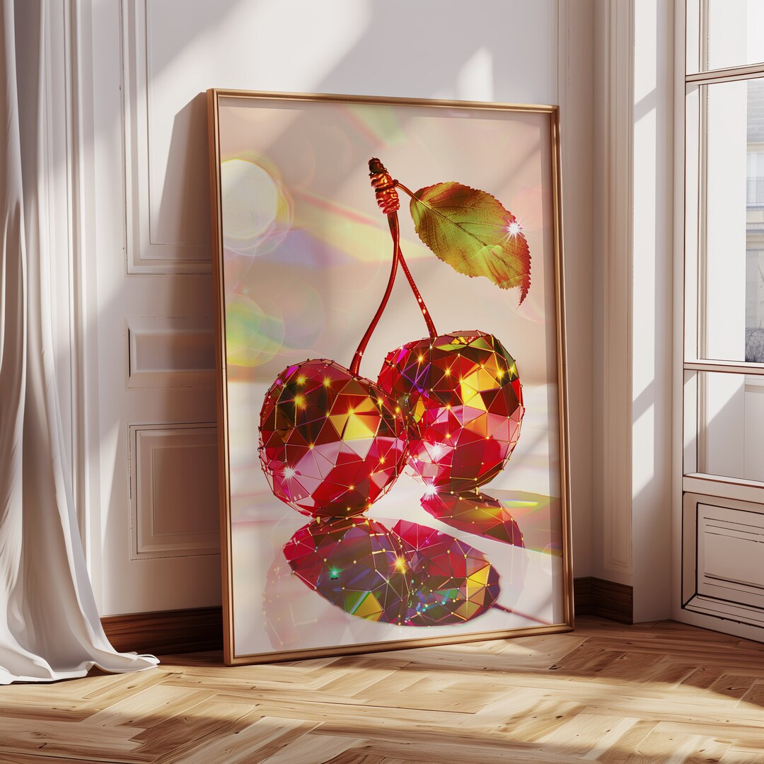 Glam Disco Cherries | Wall Art Poster | Disco Ball Red Cherries | Disco ...