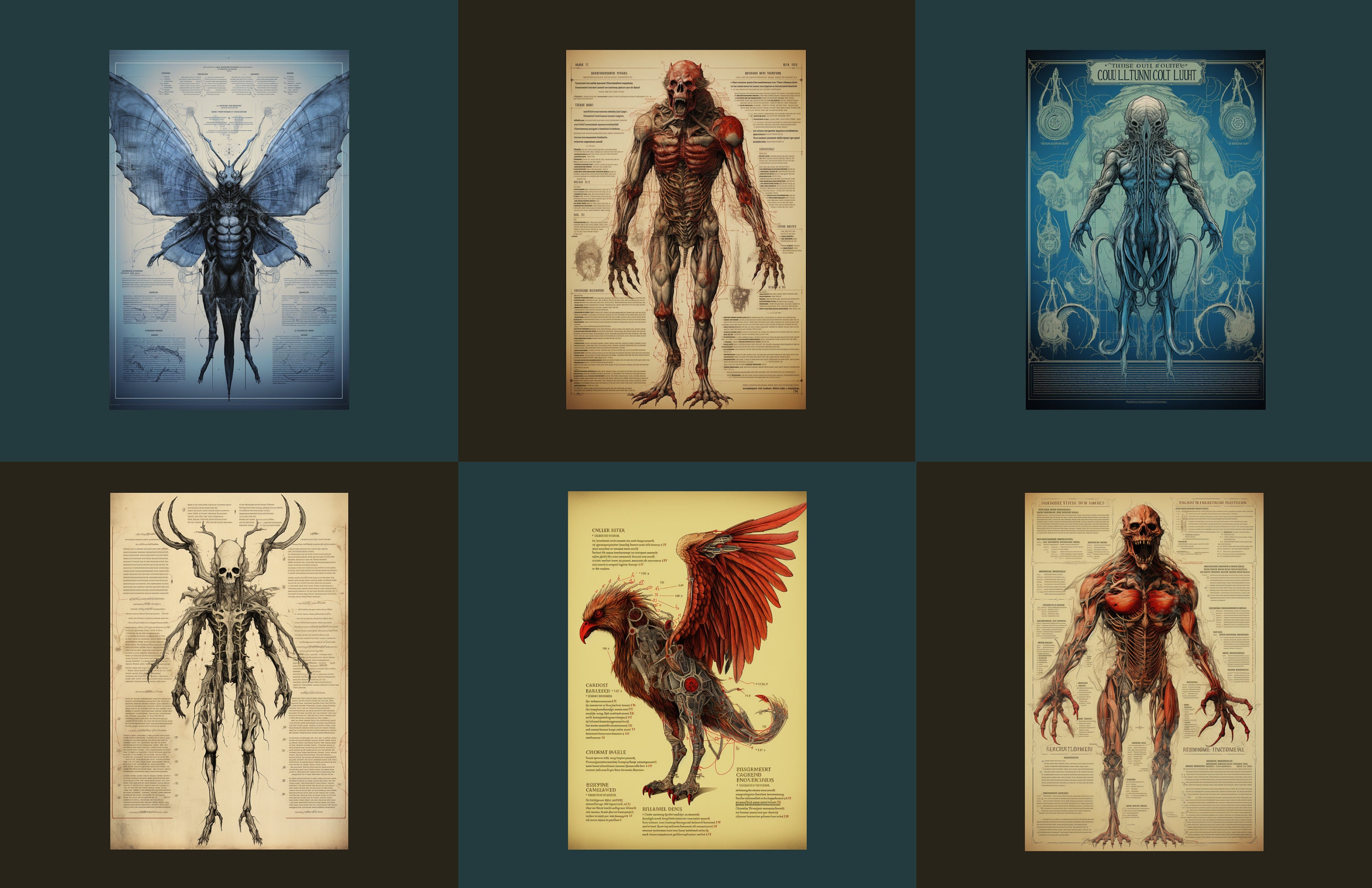 25 Cryptid Anatomy Posters Digital Download Loch Ness, Cthulhu, Wendigo ...