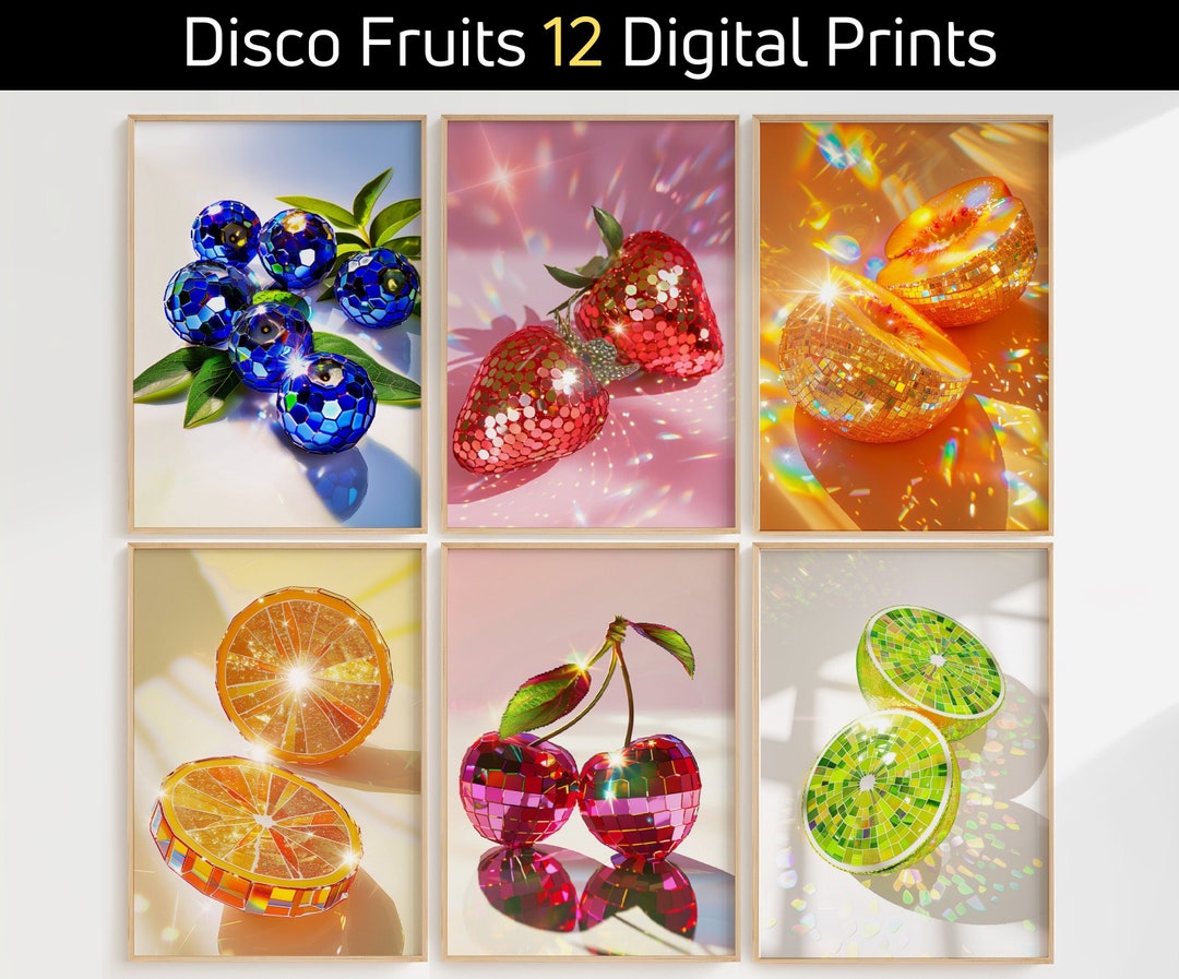Disco Fruit Bundle, Glam Disco Ball Strawberry Fruit, Disco Strawberry ...