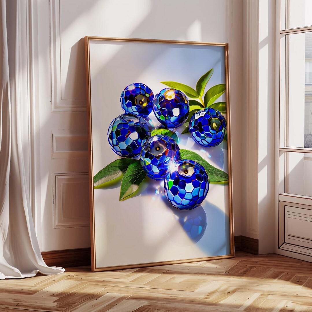 Retro Disco Blueberries | Wall Art Poster | Disco Berry Art Print ...
