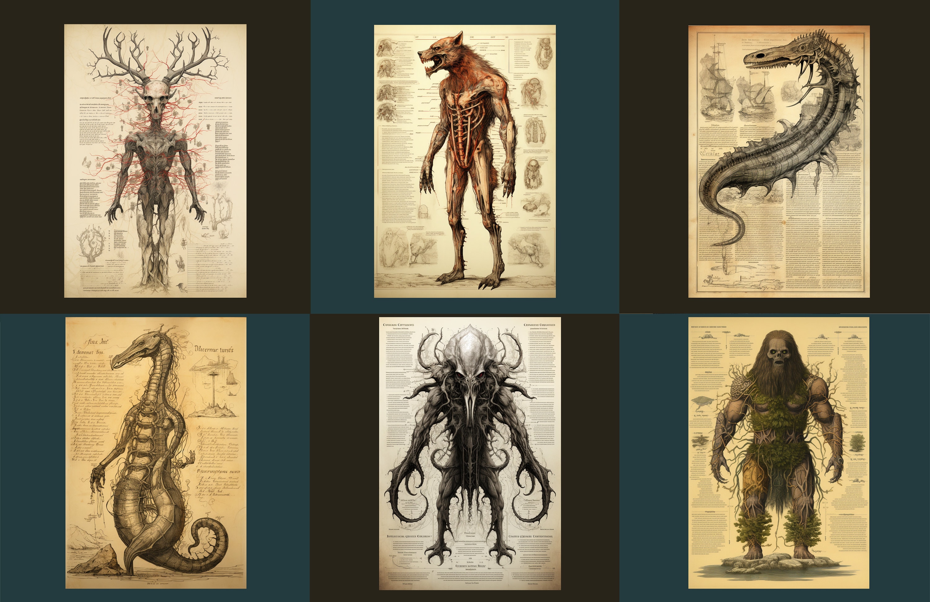 30 Cryptid Anatomy Posters Digital Download Chupacabra, Wendigo, Loch ...