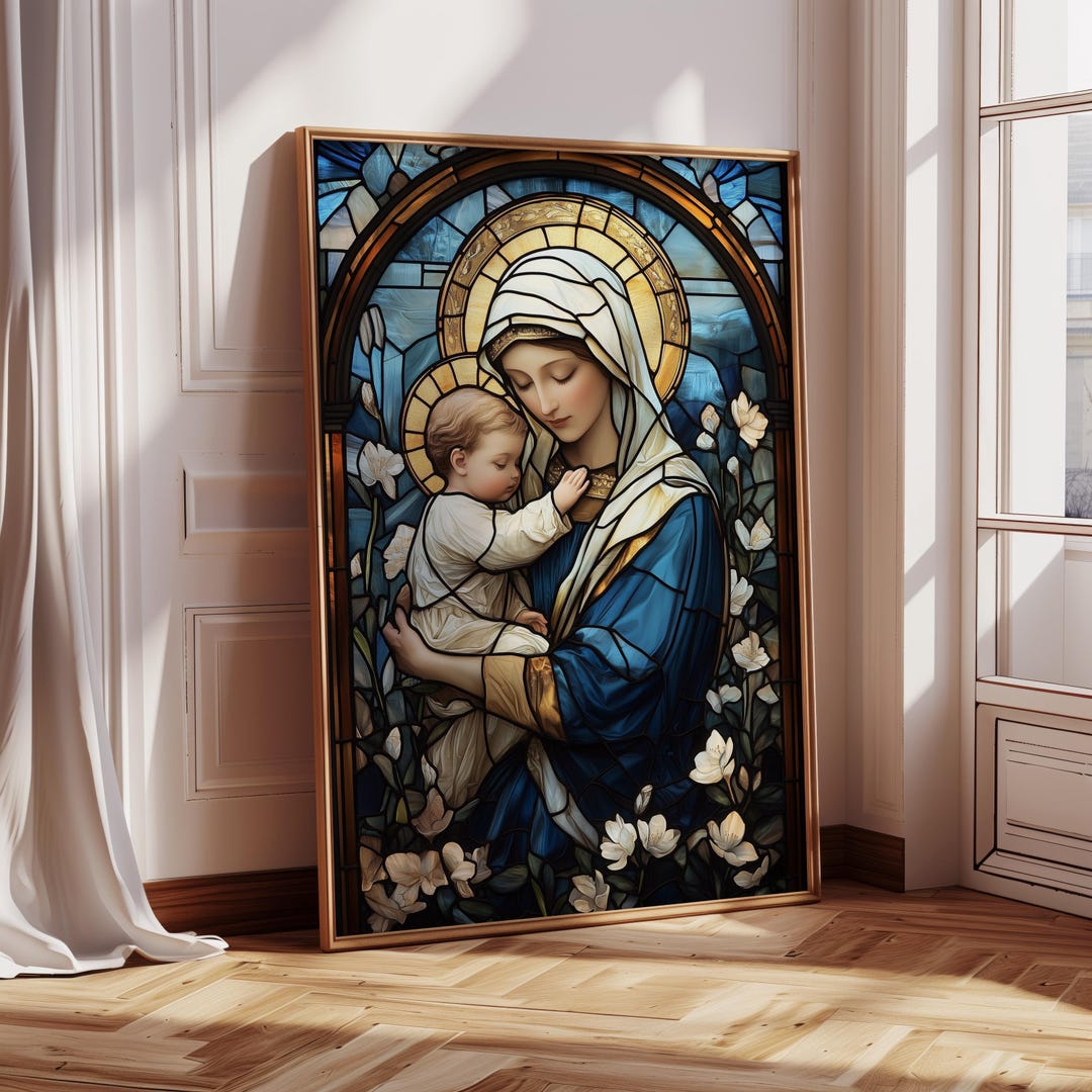 Mother Mary Print Modern Christian Art Jesus Art Mother Mary Prints ...