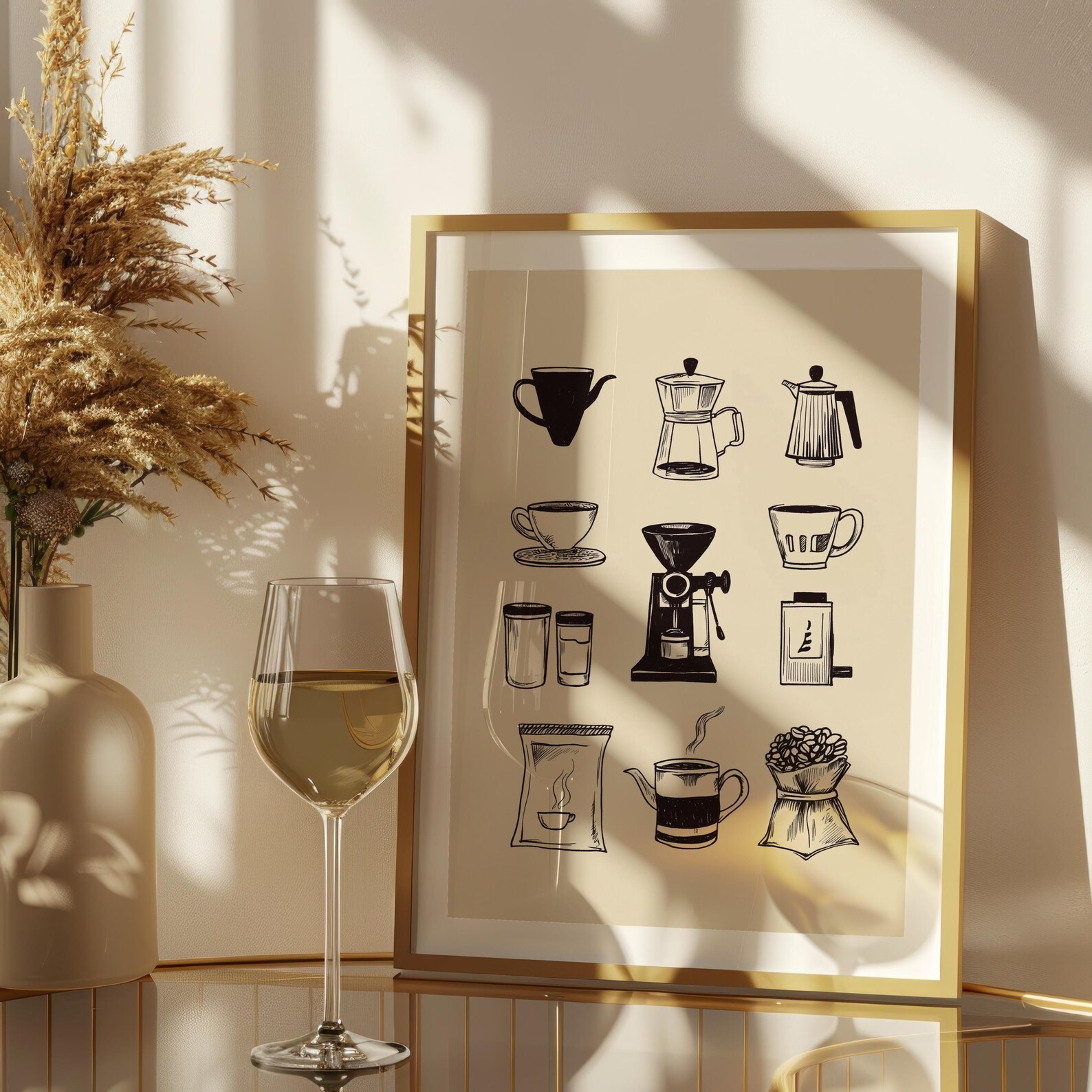 Hand Drawn Coffee Bar, Coffee Poster PNG, Coffee Lover Art, Printable ...