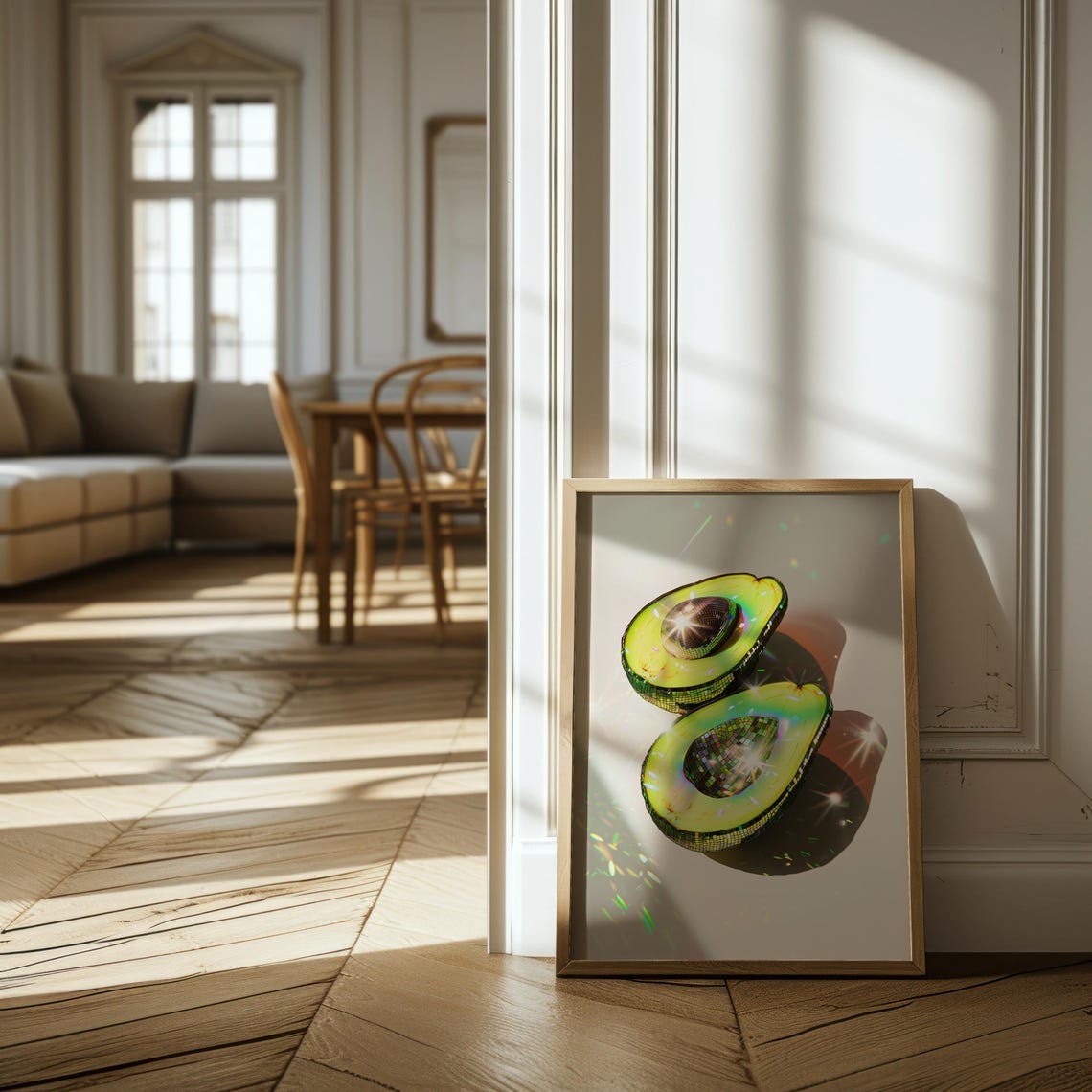 Retro Disco Avocado | Wall Art Poster | Disco Ball Avocado Art Print ...