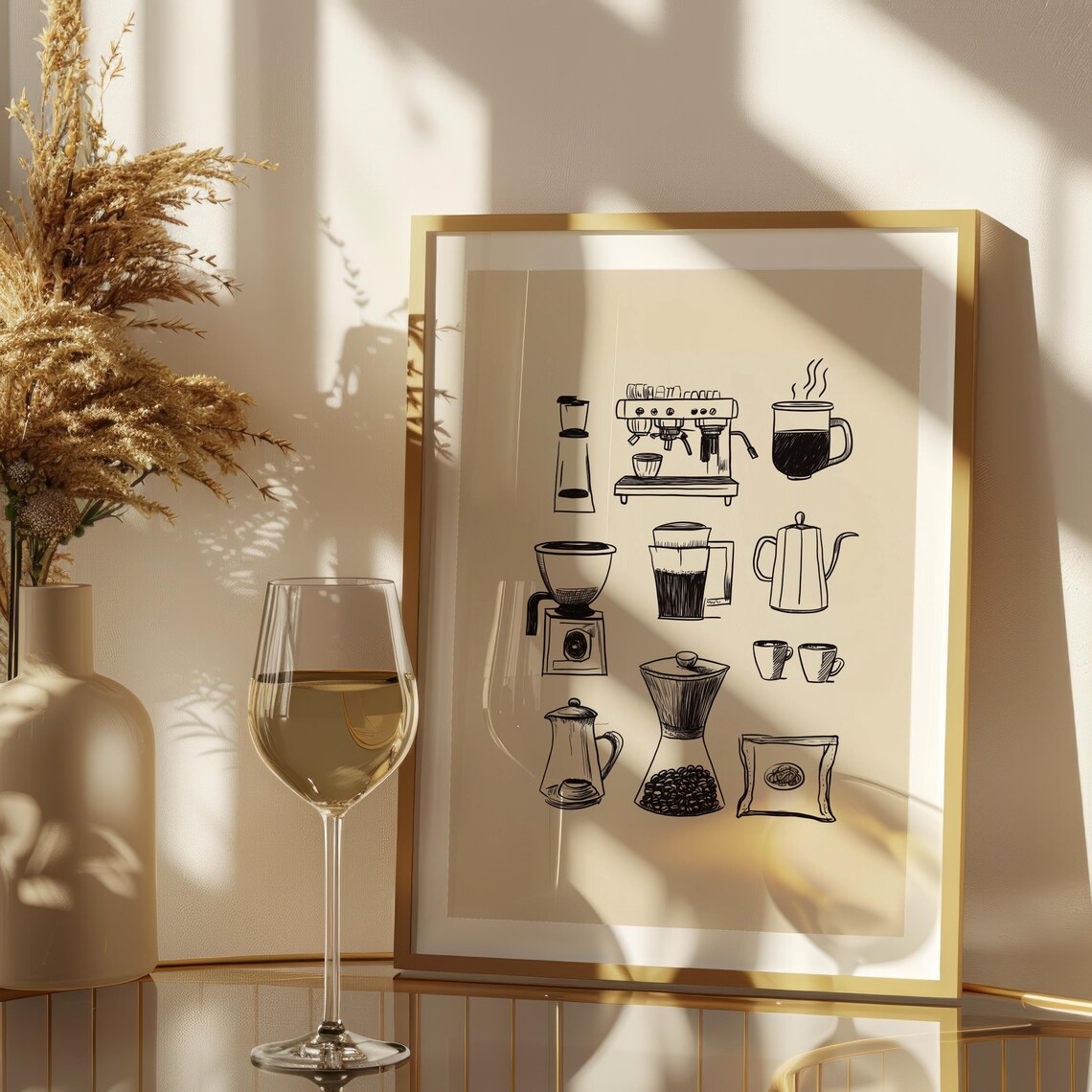 Hand Drawn Coffee Bar, Coffee Poster PNG, Coffee Lover Art, Printable ...