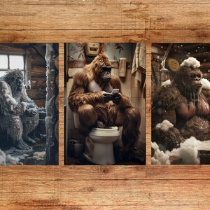 Bigfoot Bundle Set of 12 Bigfoot on Toilet Custom Wall Art Sasquatch ...