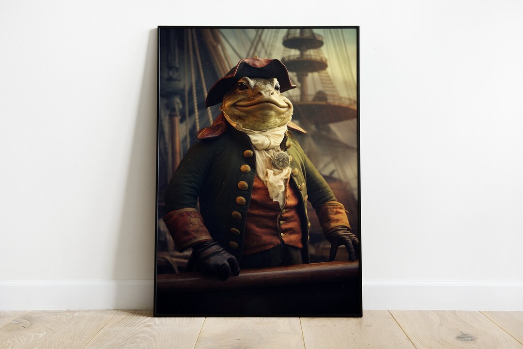 Toad Victorian Pirate Portret, Toad Portrait, Frog Pirate, Frog Print ...