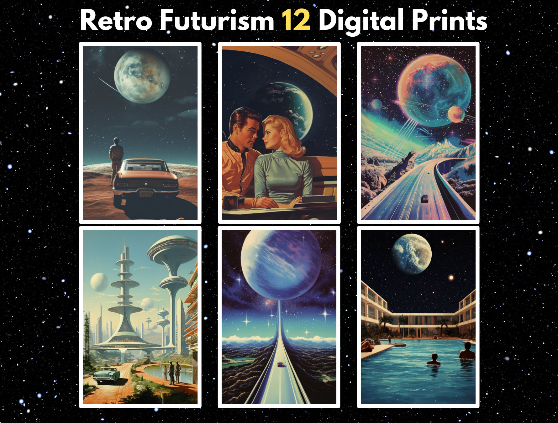 Retro Futurism Bundle Vintage Futurism Posters Set of 12 Sci-fi Art ...