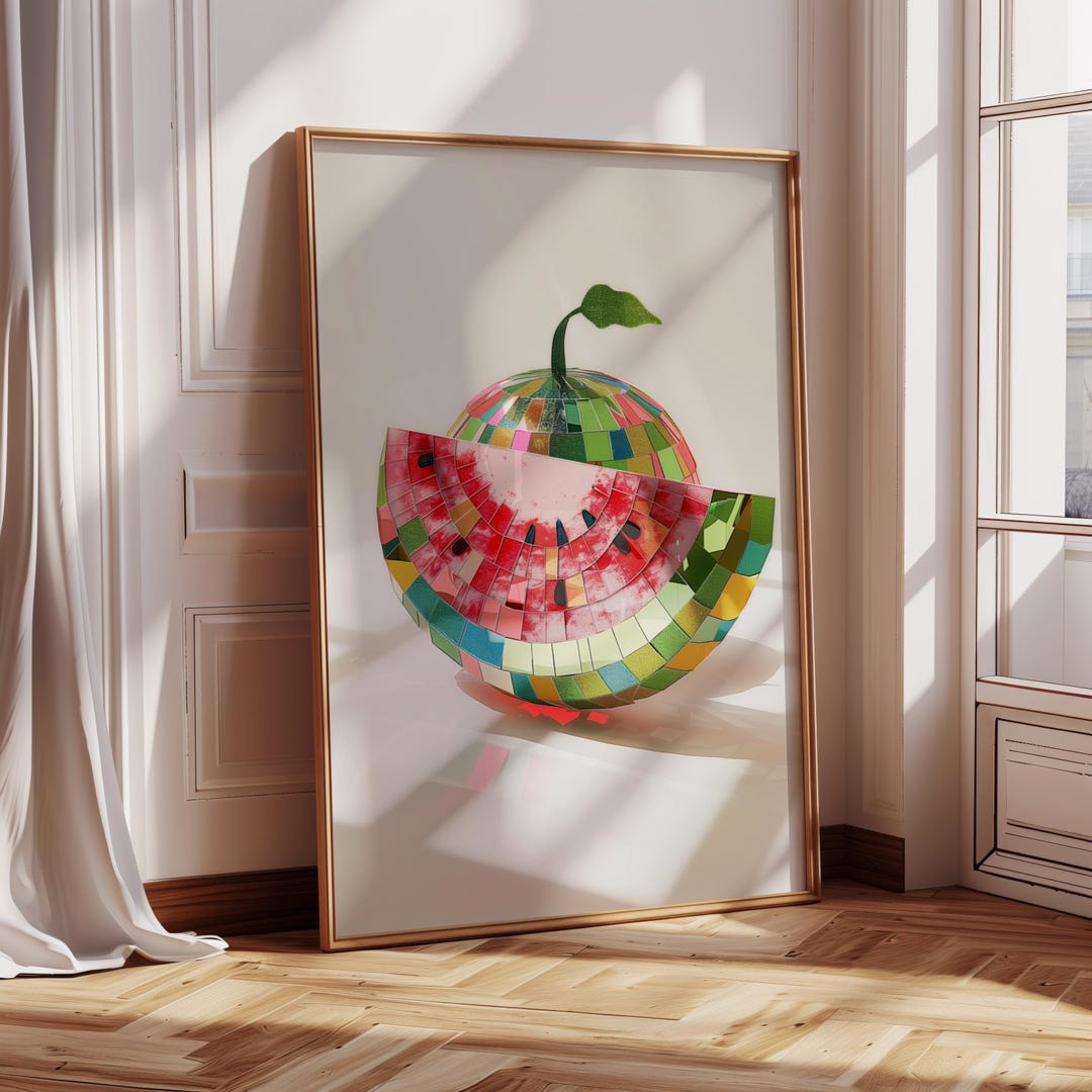 Retro Disco Watermelon | Wall Art Poster | Disco Ball Watermelon Art Print | Preppy | Trendy ...