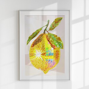 Disco Lemon Art Print, Glam Disco Ball Lemon, Wall Art Poster, Disco ...