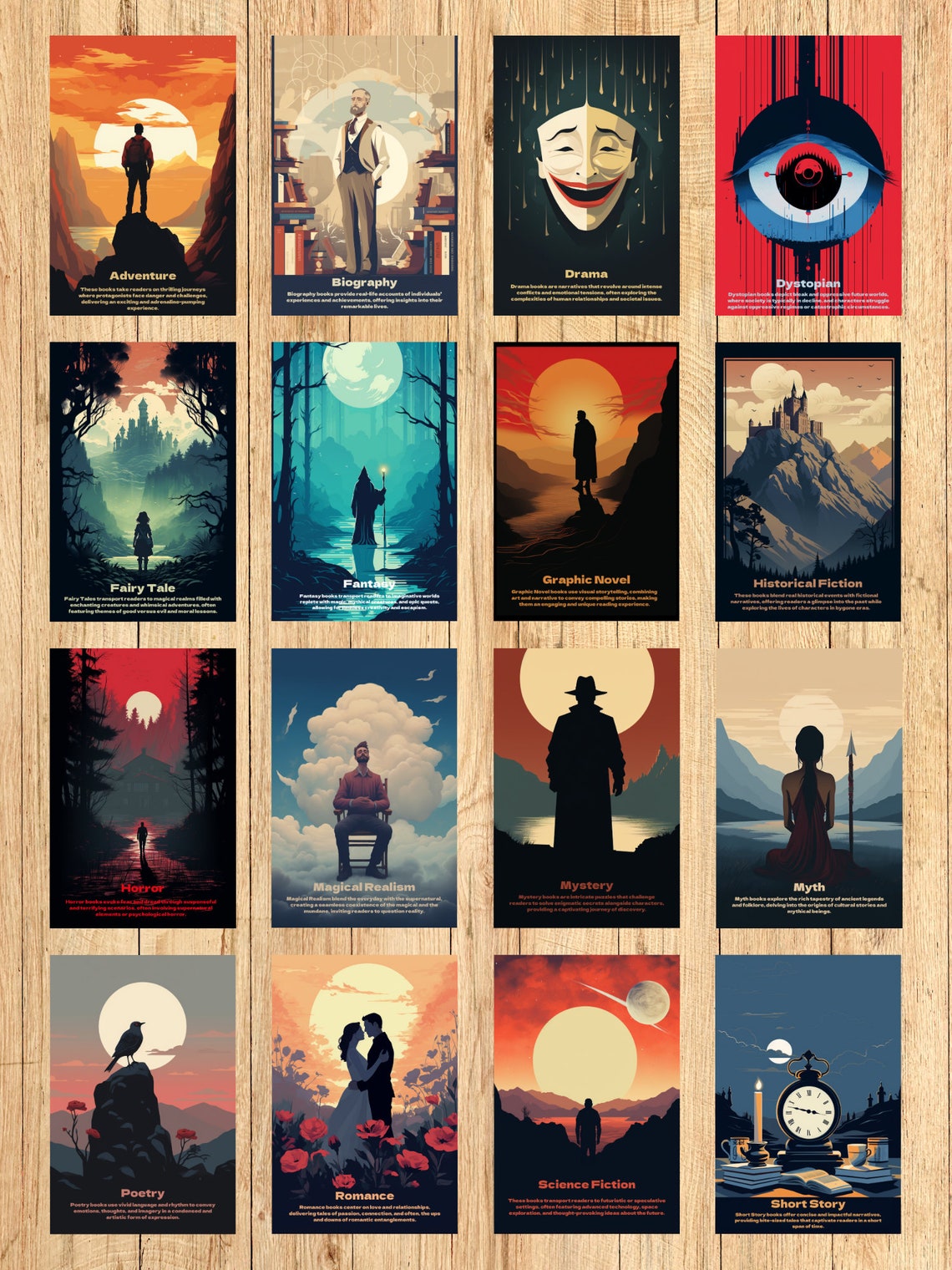 Book Genre Posters Set of 16 DIGITAL Downloads, Classroom Decor ...