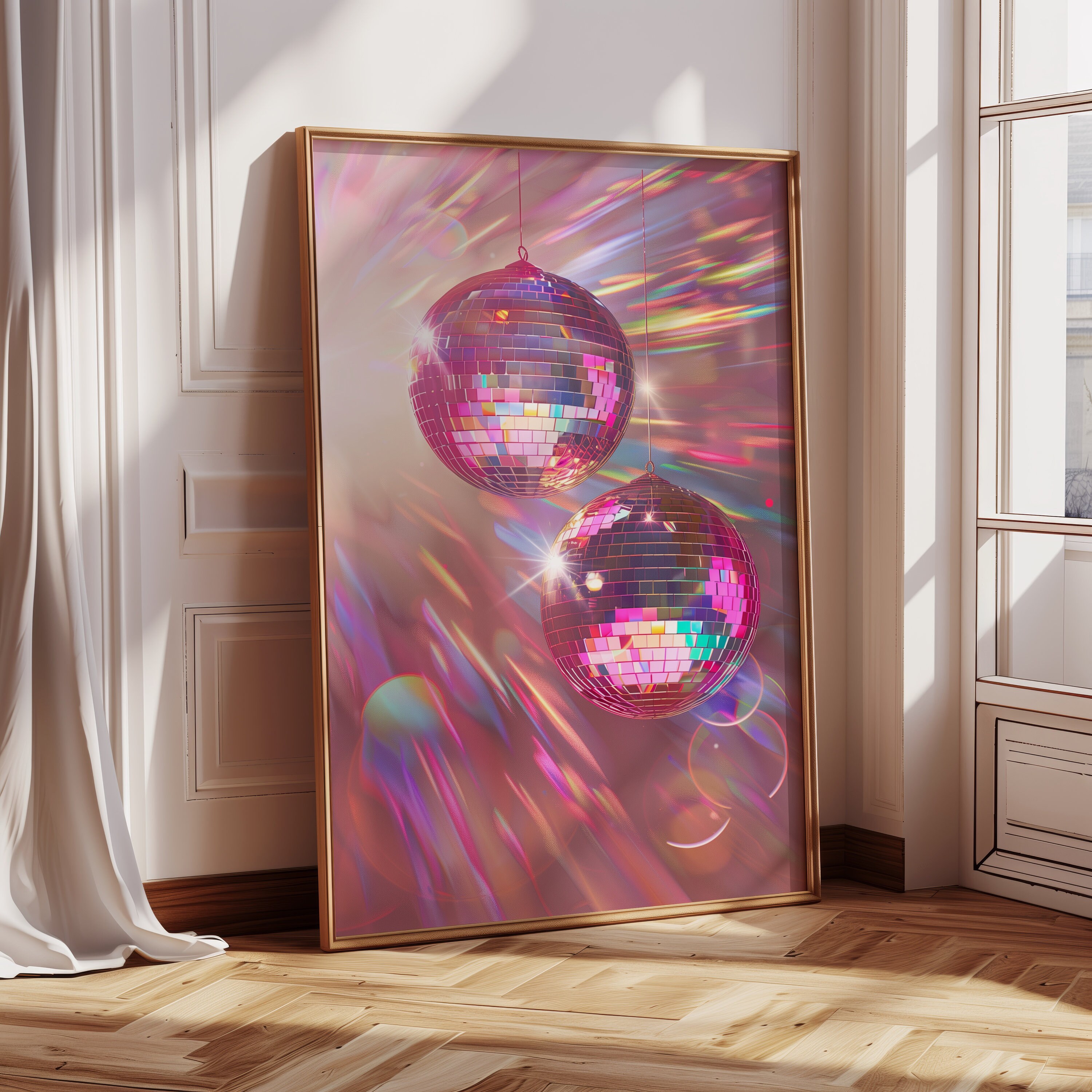 Pink Disco Balls Art Print Wall Art Poster Mirrorball Art Preppy Trendy ...