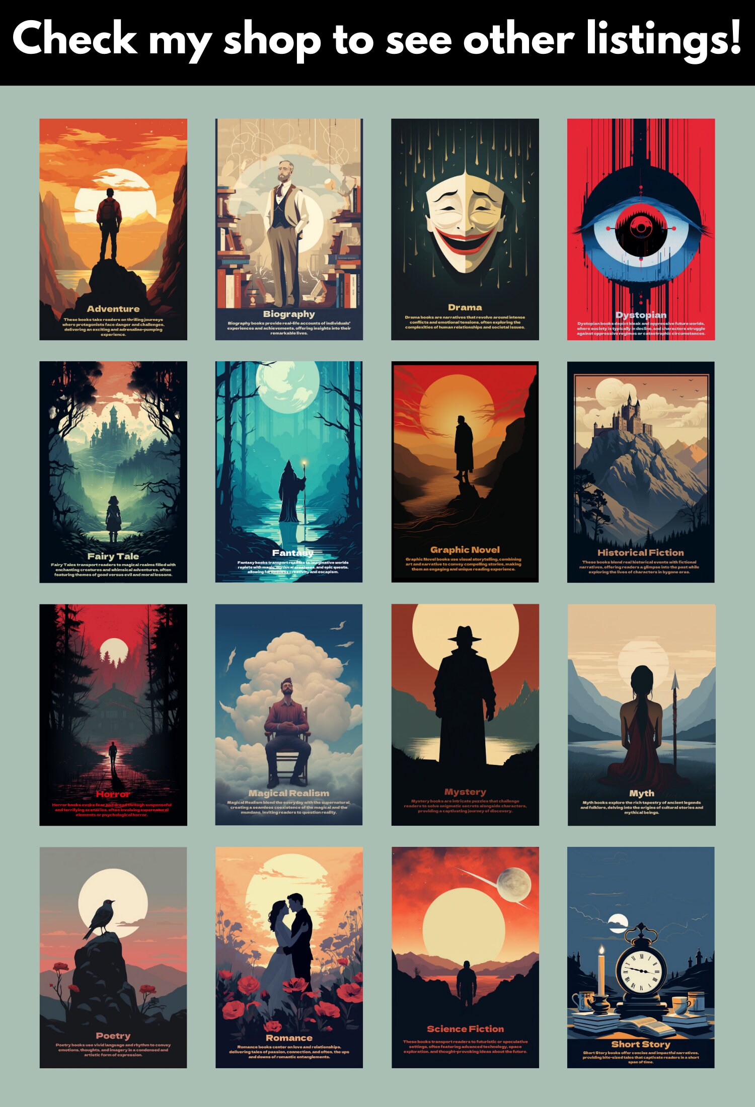 Fantasy Book Genre Poster, Classroom Decor, Library Decor, Book Prints ...