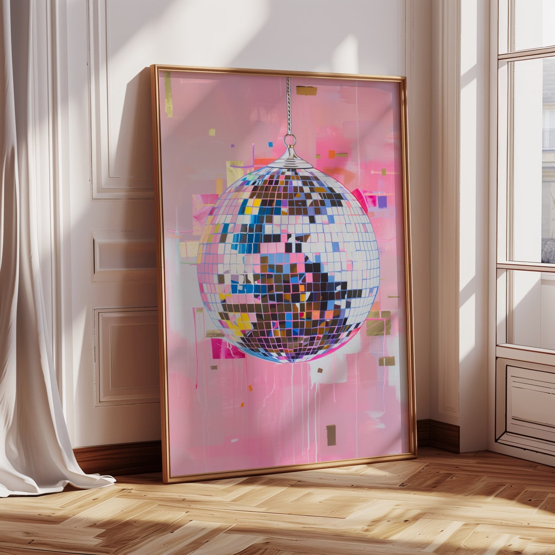 Pink Disco Balls Art Print | Wall Art Poster | Mirrorball Art | Preppy ...
