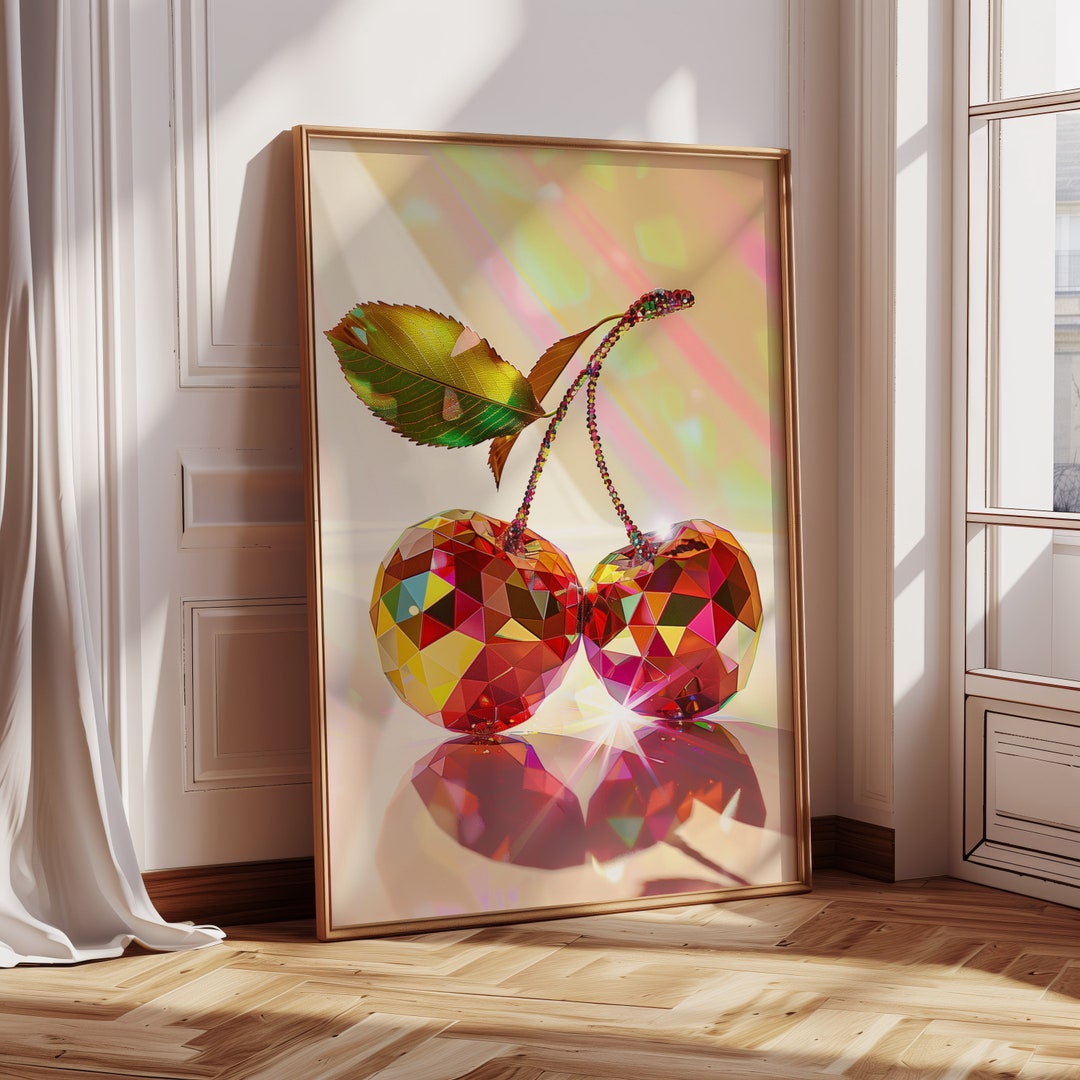 Disco Cherries Art Print | Wall Art Poster | Disco Ball Red Cherries ...