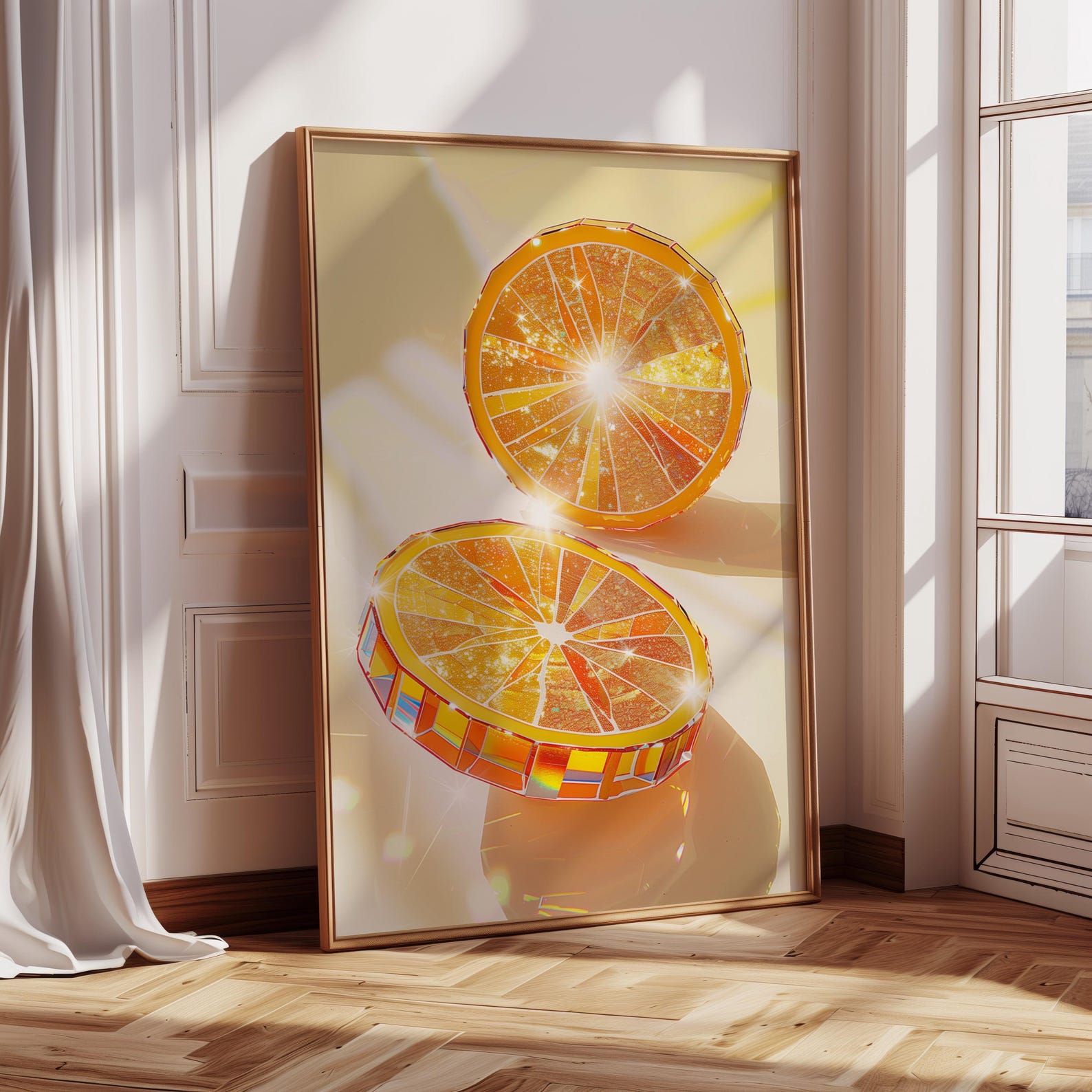 Retro Disco Orange | Wall Art Poster | Disco Ball Orange Art Print ...