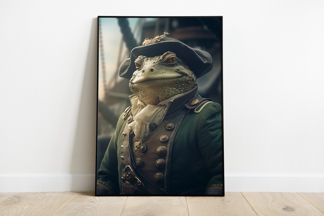 Frog Victorian Pirate Portret, Toad Portrait, Frog Print PNG, Animal ...