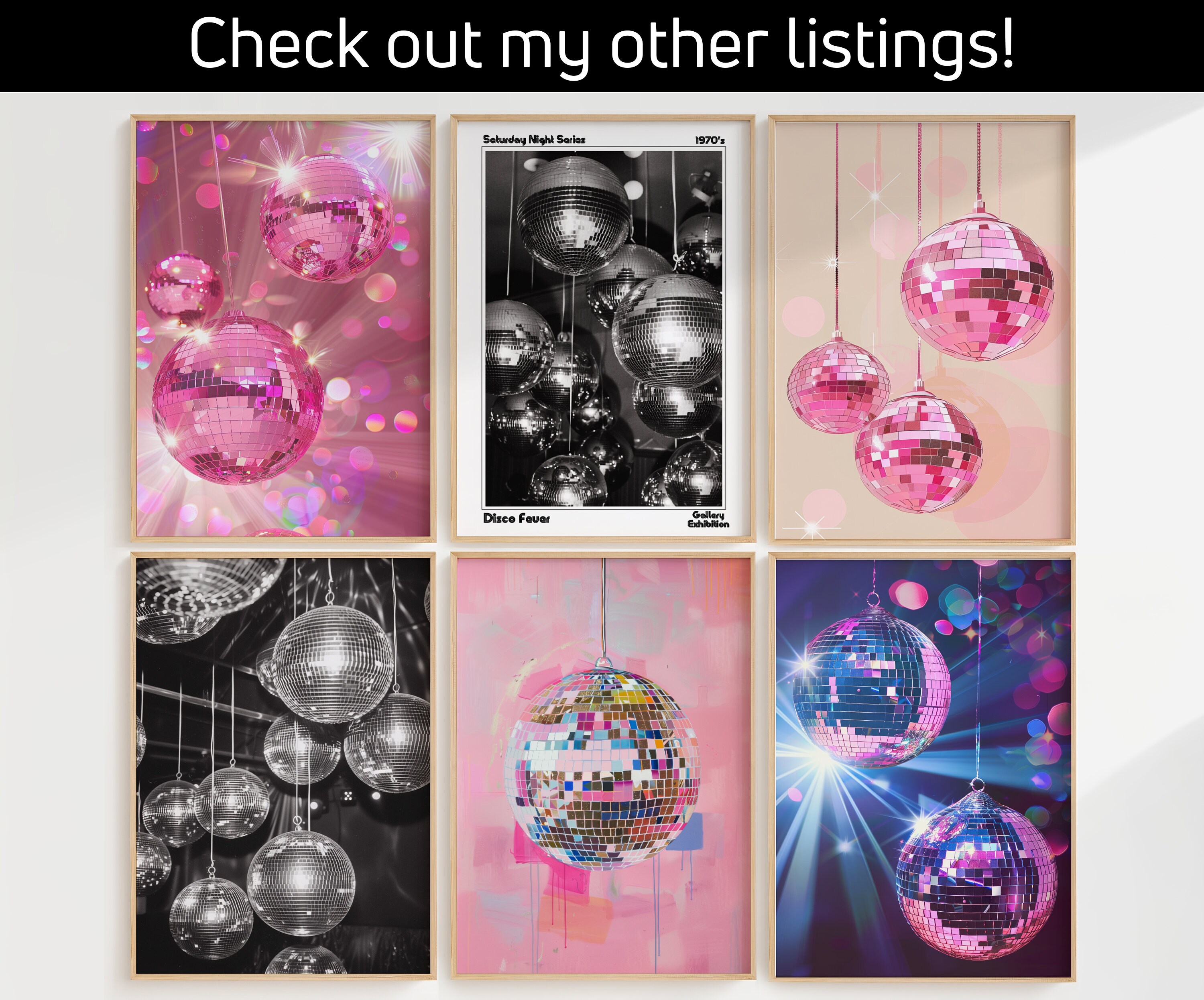 Disco Balls Art Print | Wall Art Poster | Mirrorball Art | Preppy ...