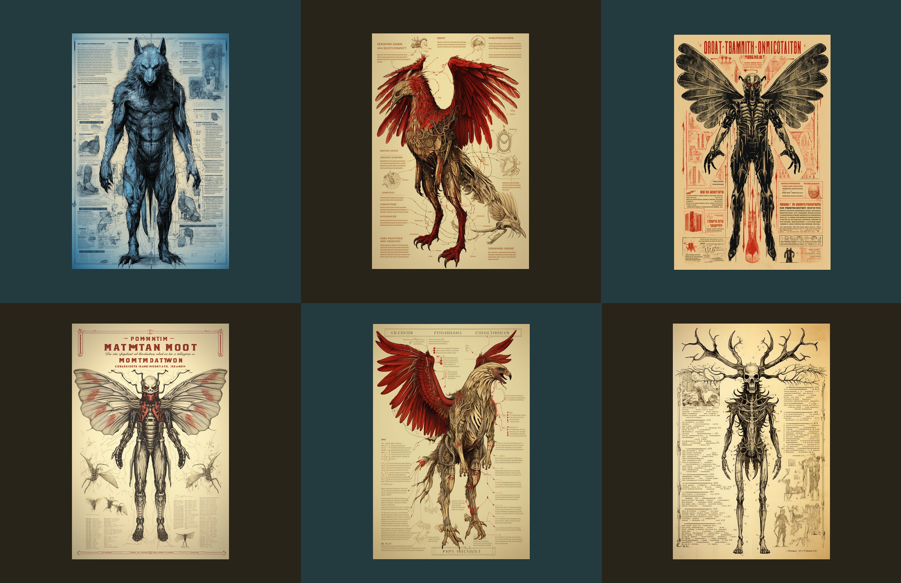 25 Cryptid Anatomy Posters Digital Download Loch Ness, Cthulhu, Wendigo ...