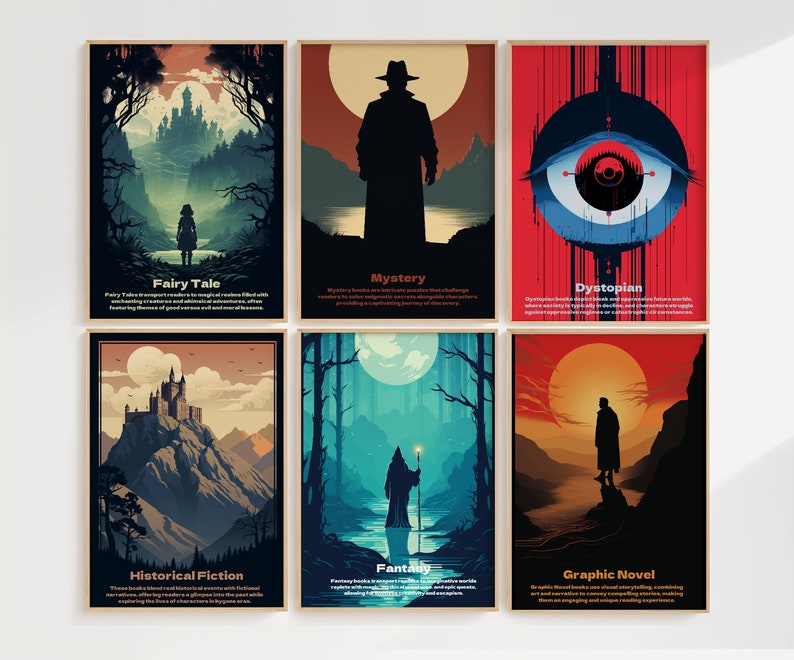 Book Genre Posters Set of 16 DIGITAL Downloads, Classroom Decor ...