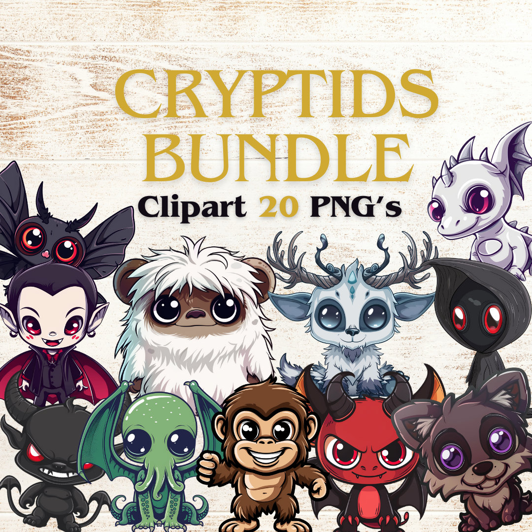 Cryptid PNG Bundle | Chibi Cute Cryptids Clipart | Digital Download Sasquatch Bigfoot Nessie ...