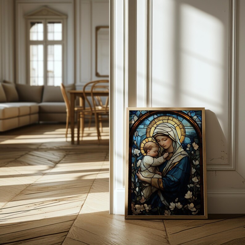 Mother Mary Print | Modern Christian Art - Jesus Art | Mother Mary ...