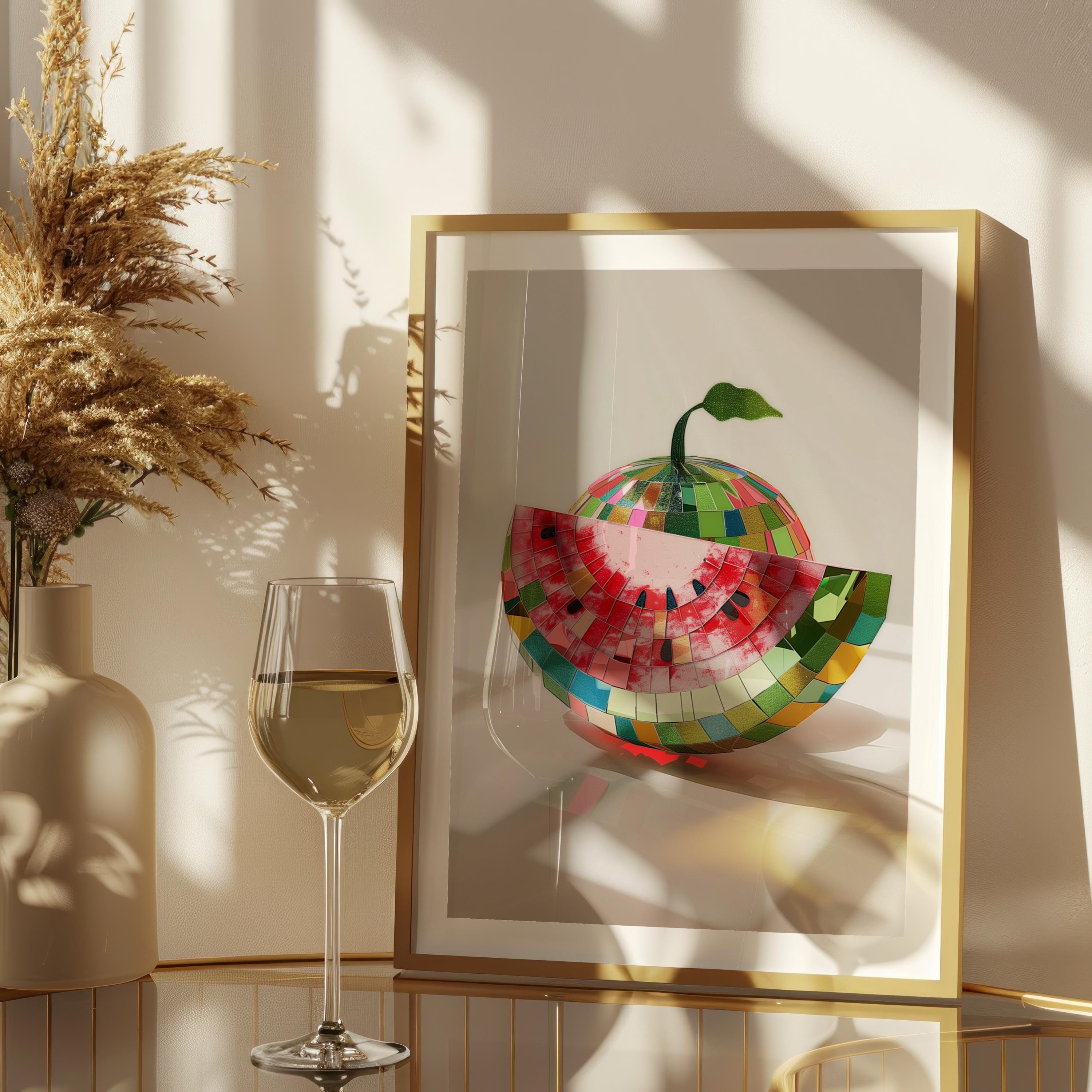 Retro Disco Watermelon | Wall Art Poster | Disco Ball Watermelon Art ...