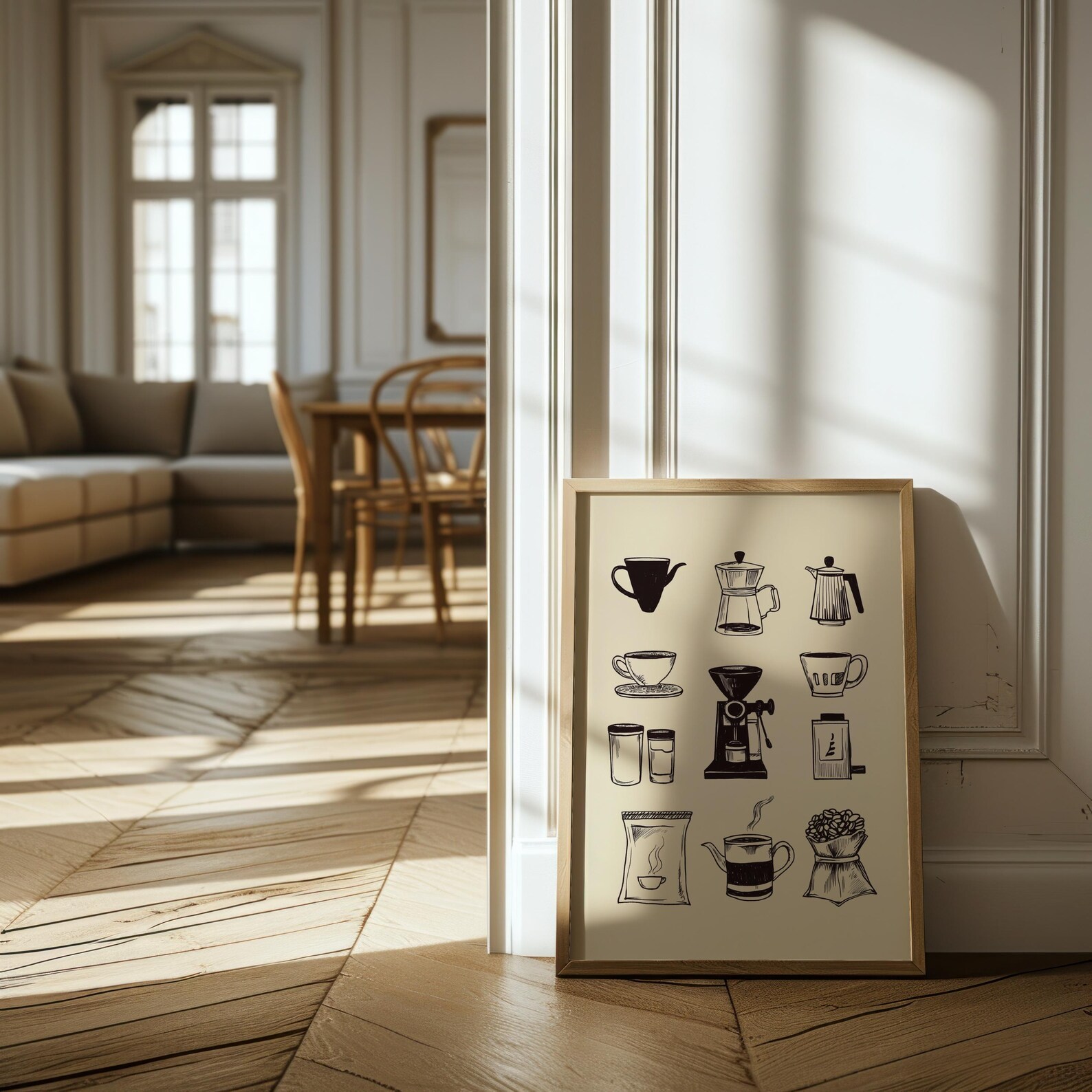 Hand Drawn Coffee Bar, Coffee Poster PNG, Coffee Lover Art, Printable ...