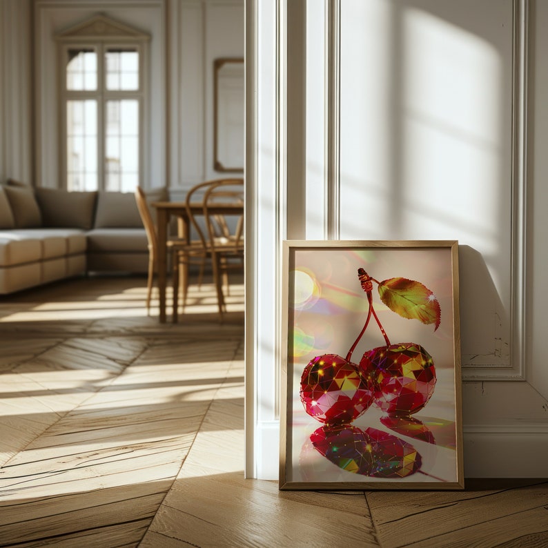 Glam Disco Cherries | Wall Art Poster | Disco Ball Red Cherries | Disco ...