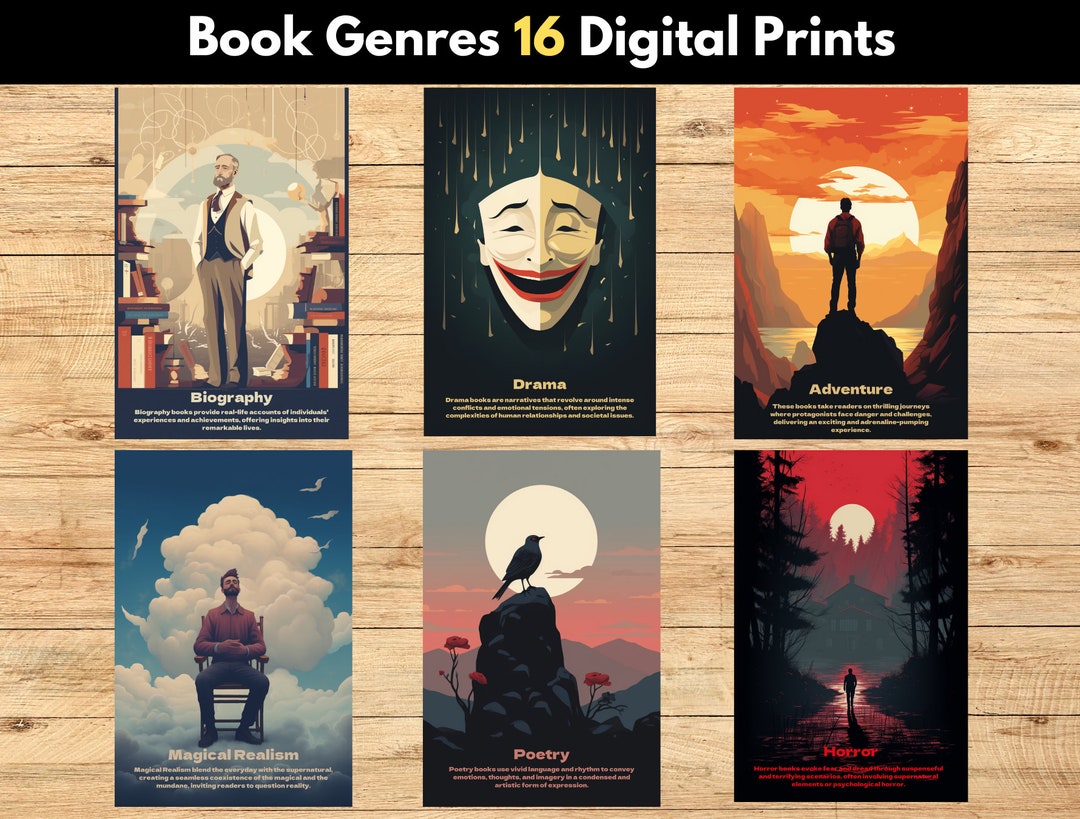 Book Genre Posters Set of 16 DIGITAL Downloads, Classroom Decor ...
