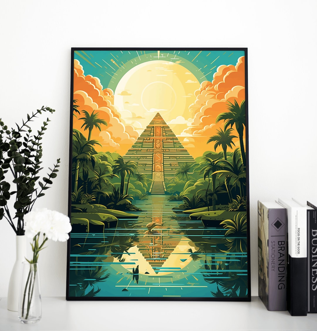 Arte imprimible azteca - Arte mural de la cultura azteca - Arte digital ...