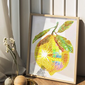 Disco Lemon Art Print, Glam Disco Ball Lemon, Wall Art Poster, Disco ...