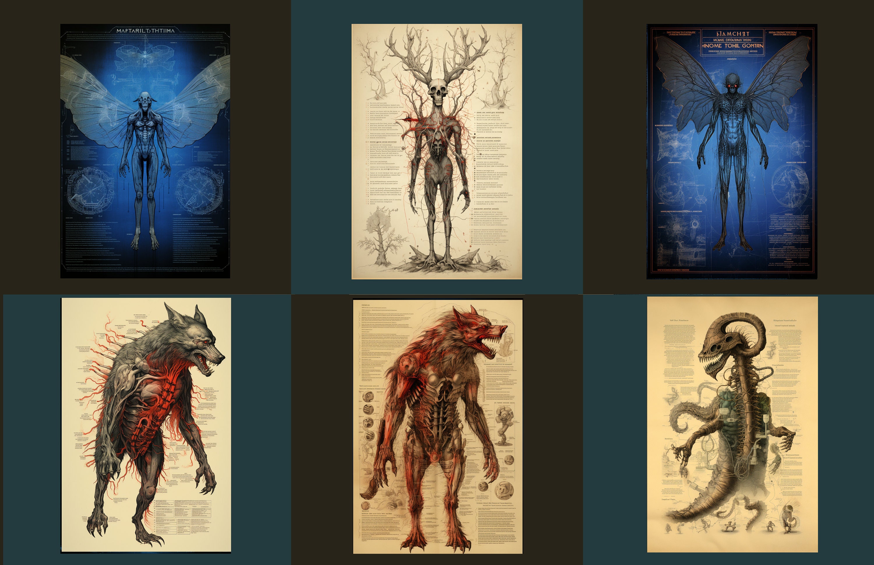 30 Cryptid Anatomy Posters Digital Download Chupacabra, Wendigo, Loch ...