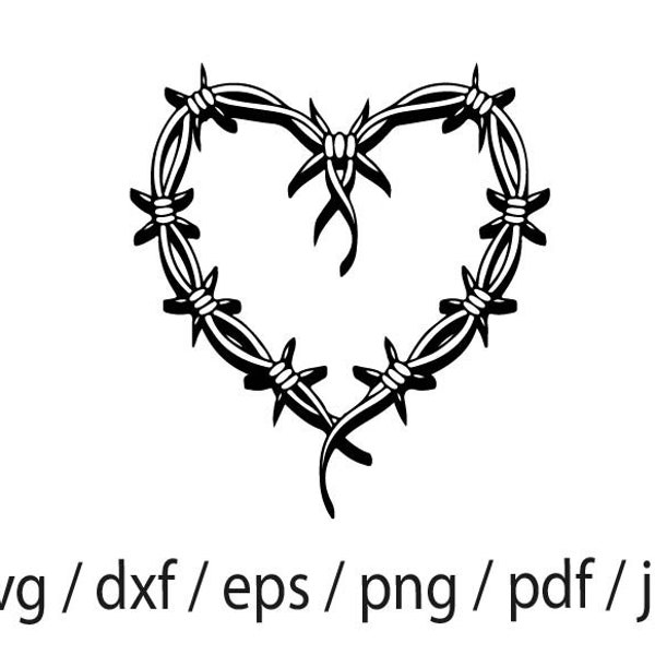 Heart With Barb Wire Svg - Etsy