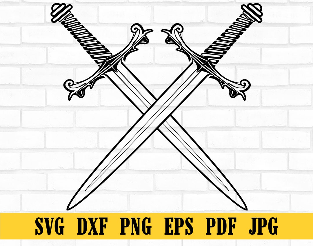 Sword SVG File, Sword DXF, Sword Png, Double X Sword Svg, Knight Sword ...