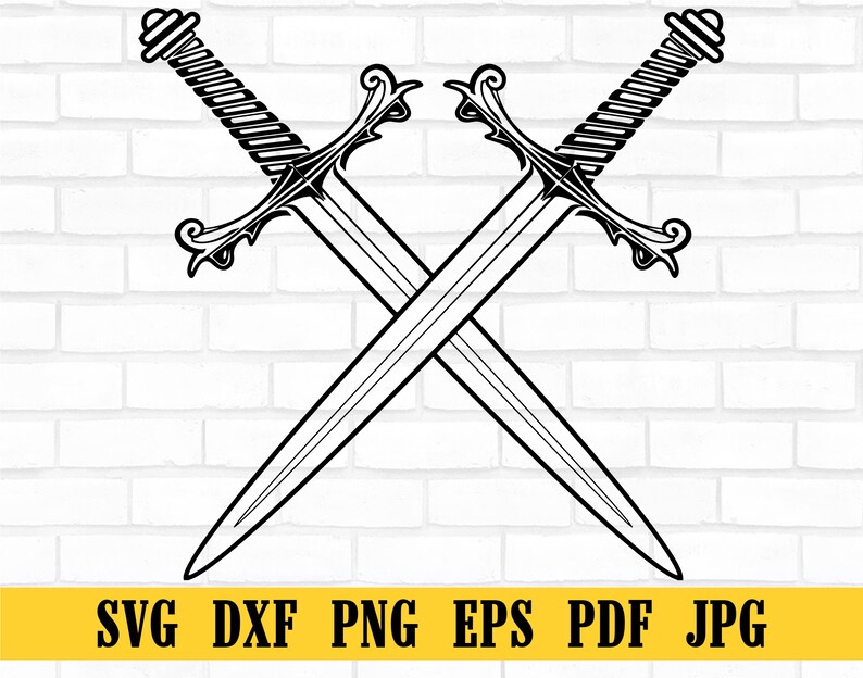 Sword SVG File, Sword DXF, Sword Png, Double X Sword Svg, Knight Sword ...