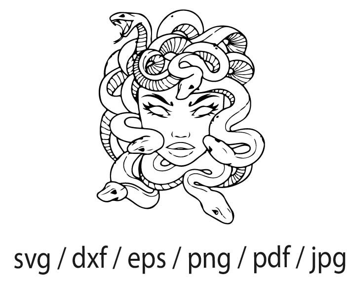 Medusa Svg Cut File Medusa Dxf Files Greek Mythology Cut Etsy