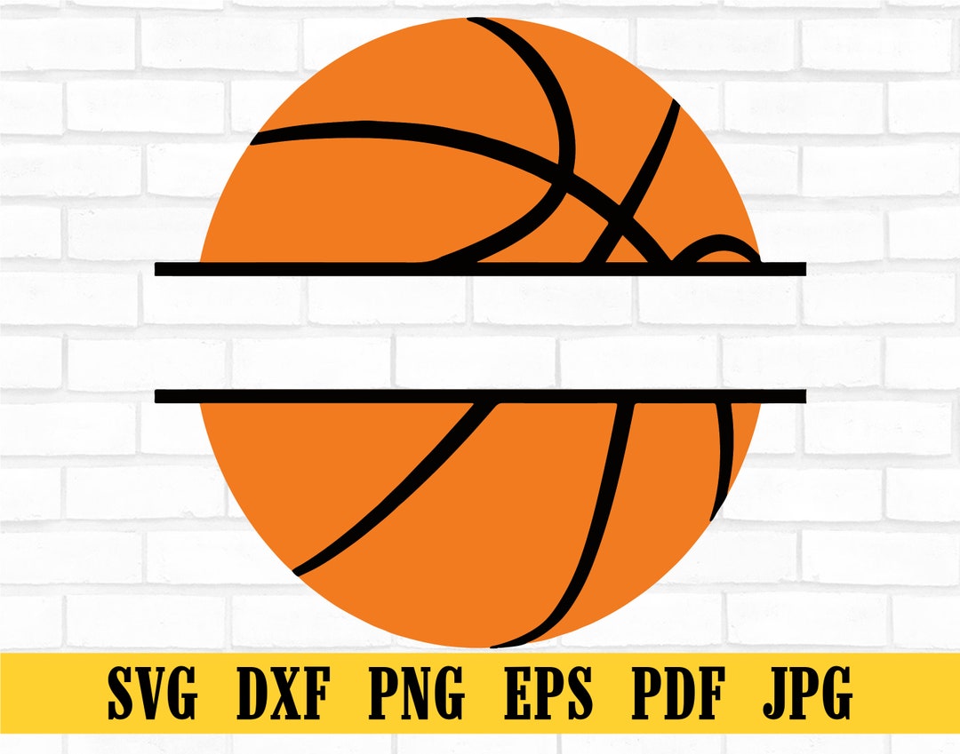 Black and Orange Split Basketball Svg, Basketball Ball SVG, Outline ...