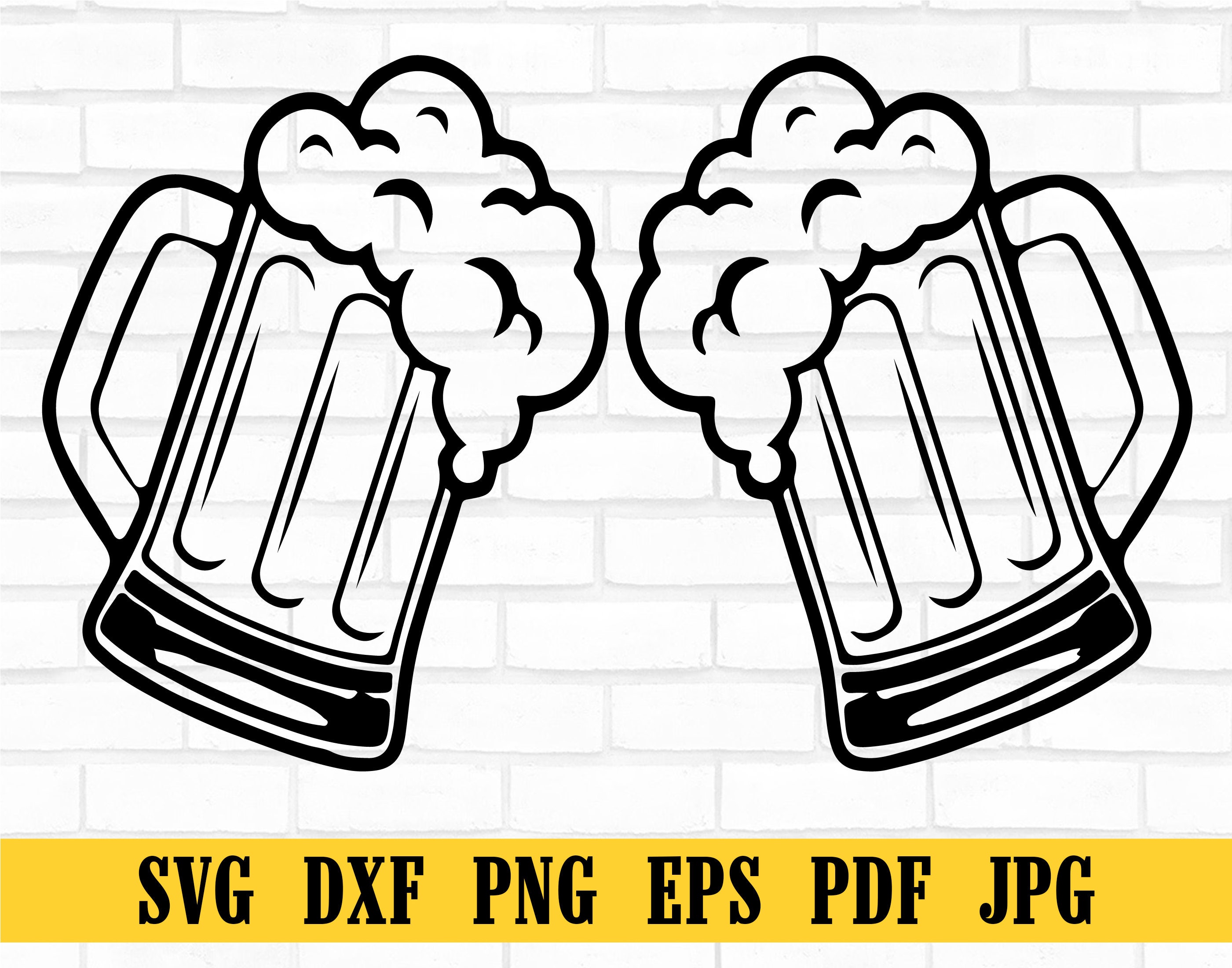 Beer Mugs Toasting Svg, Beer Svg, Beers Cheers Svg, Beer Vector, Beer ...