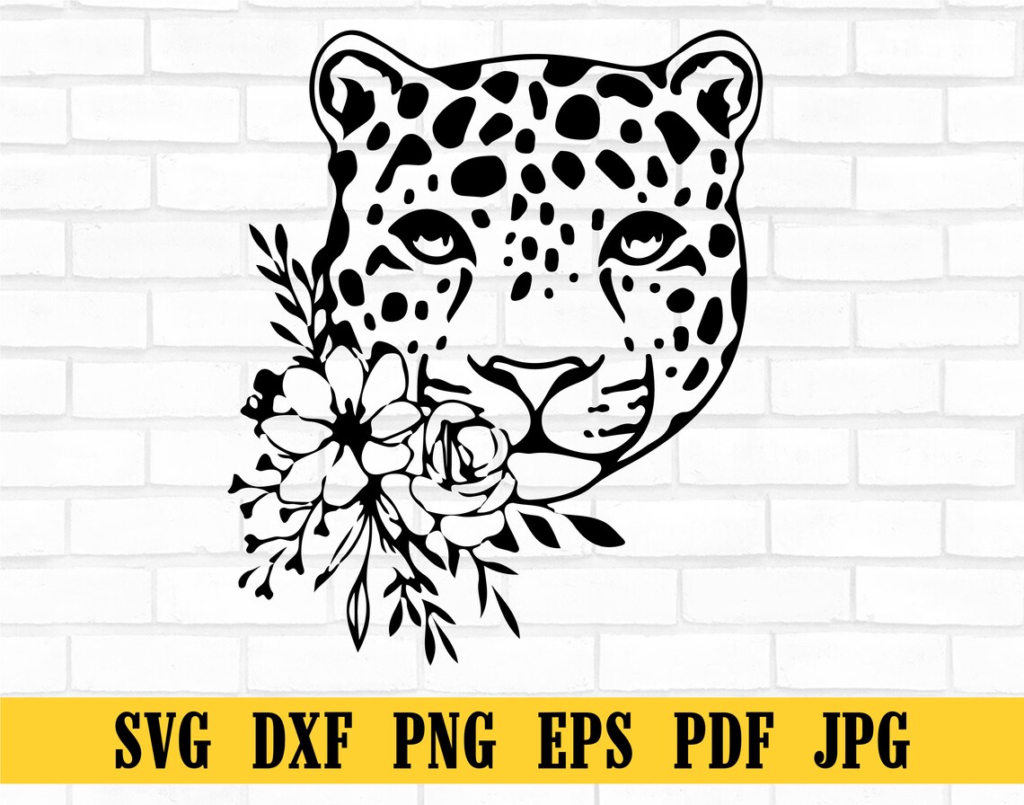 Floral Leopard Svg Leopard Svg Floral Svg Tropical Svg - Etsy