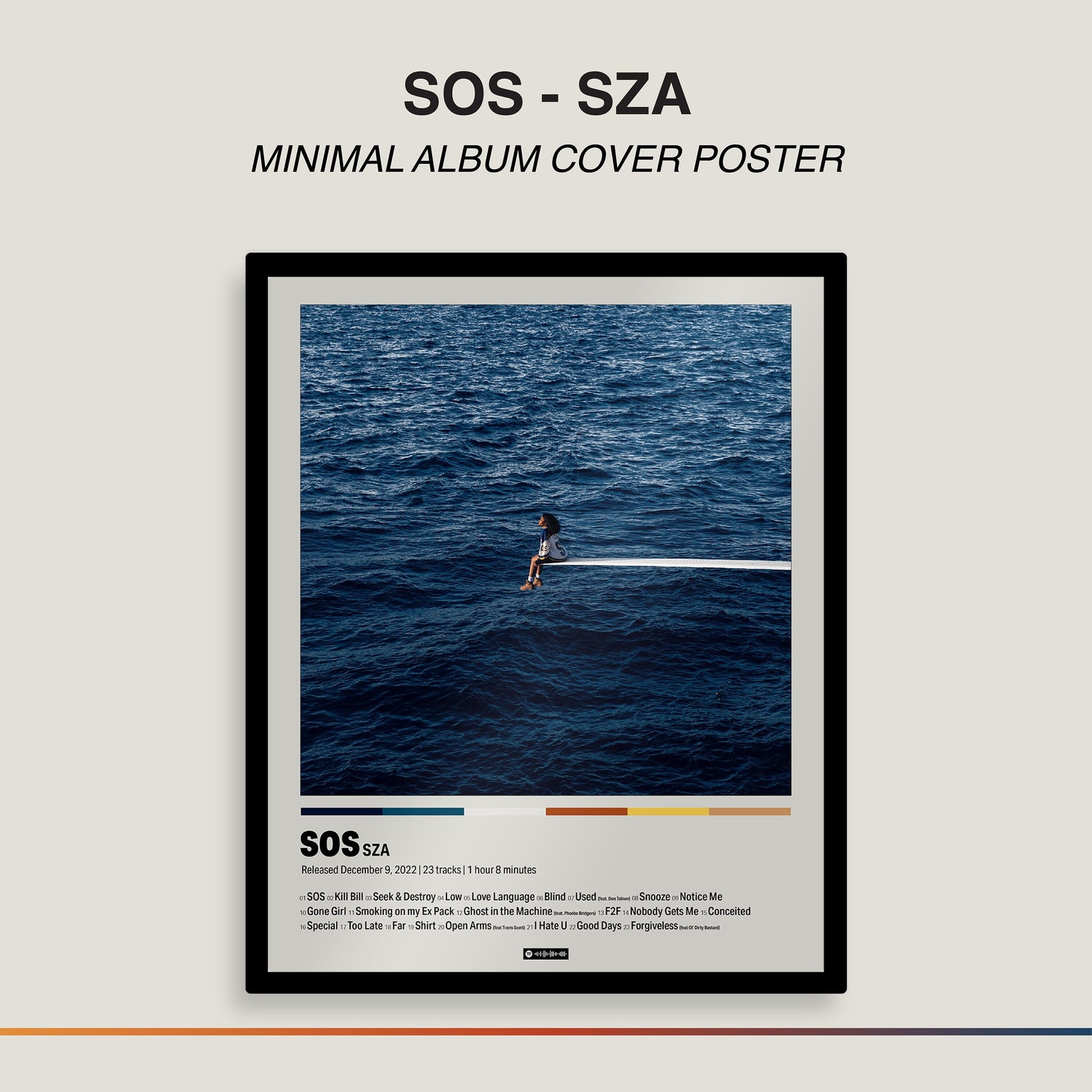 SOS - SZA | Album Cover Poster | Minimal, Aesthetic, Digital Download ...